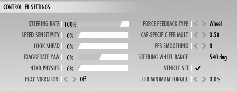 VRS DirectForce Pro Wheel Base Settings for Various Racing Titles ...